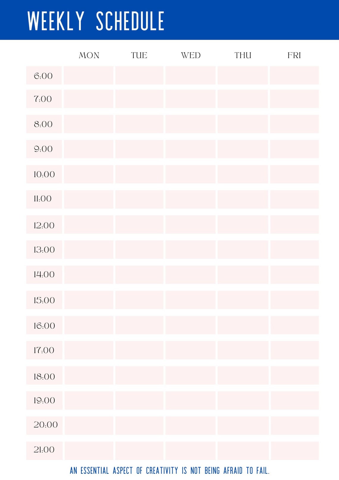 Weekly Schedule Minimalist Planner | Printable | Digital Download - Etsy