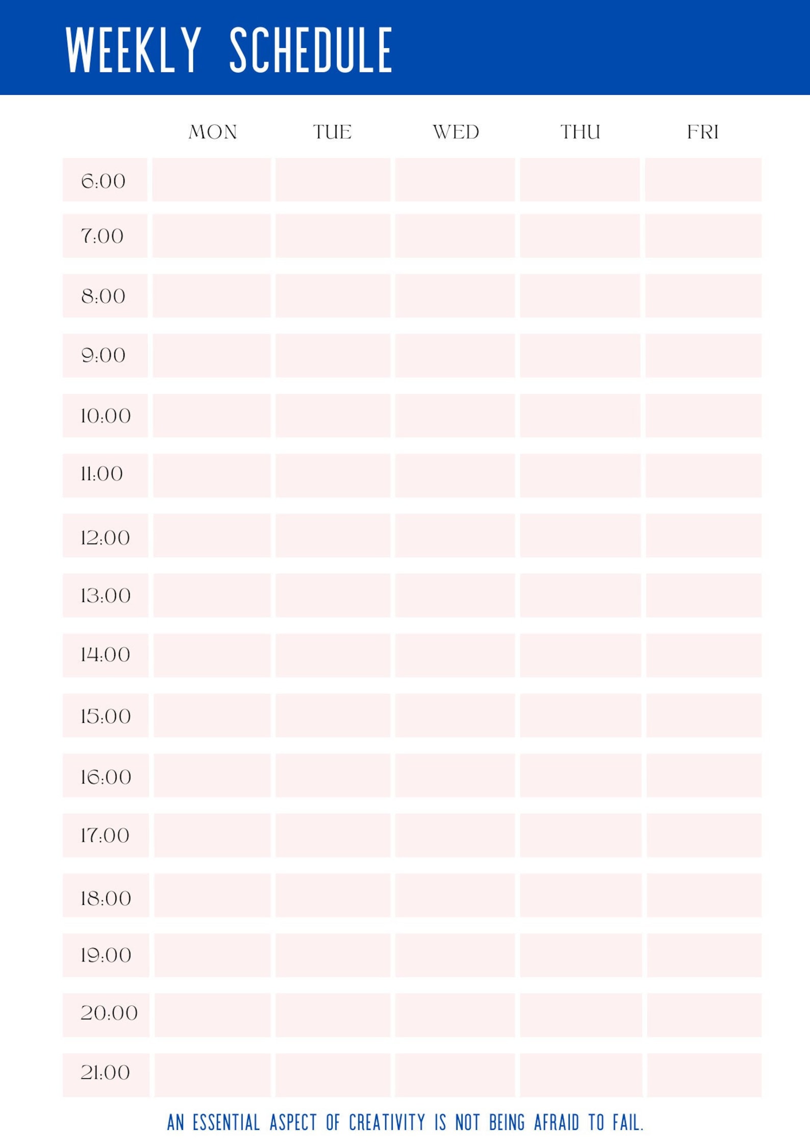 Weekly Schedule Minimalist Planner | Printable | Digital Download - Etsy