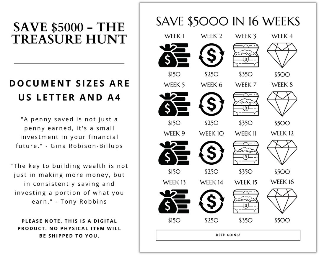 Save 5000 Dollars in 16 Weeks - the Treasure Hunt Savings Plan ...