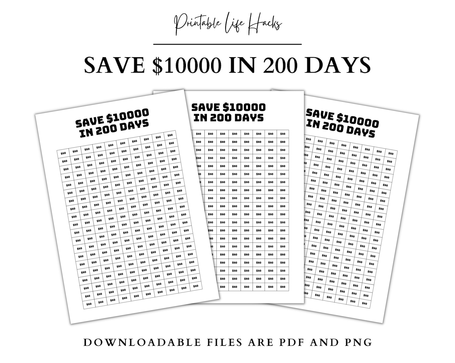 Save 10000 Dollars in 200 Days - Financial Transform | Printable ...