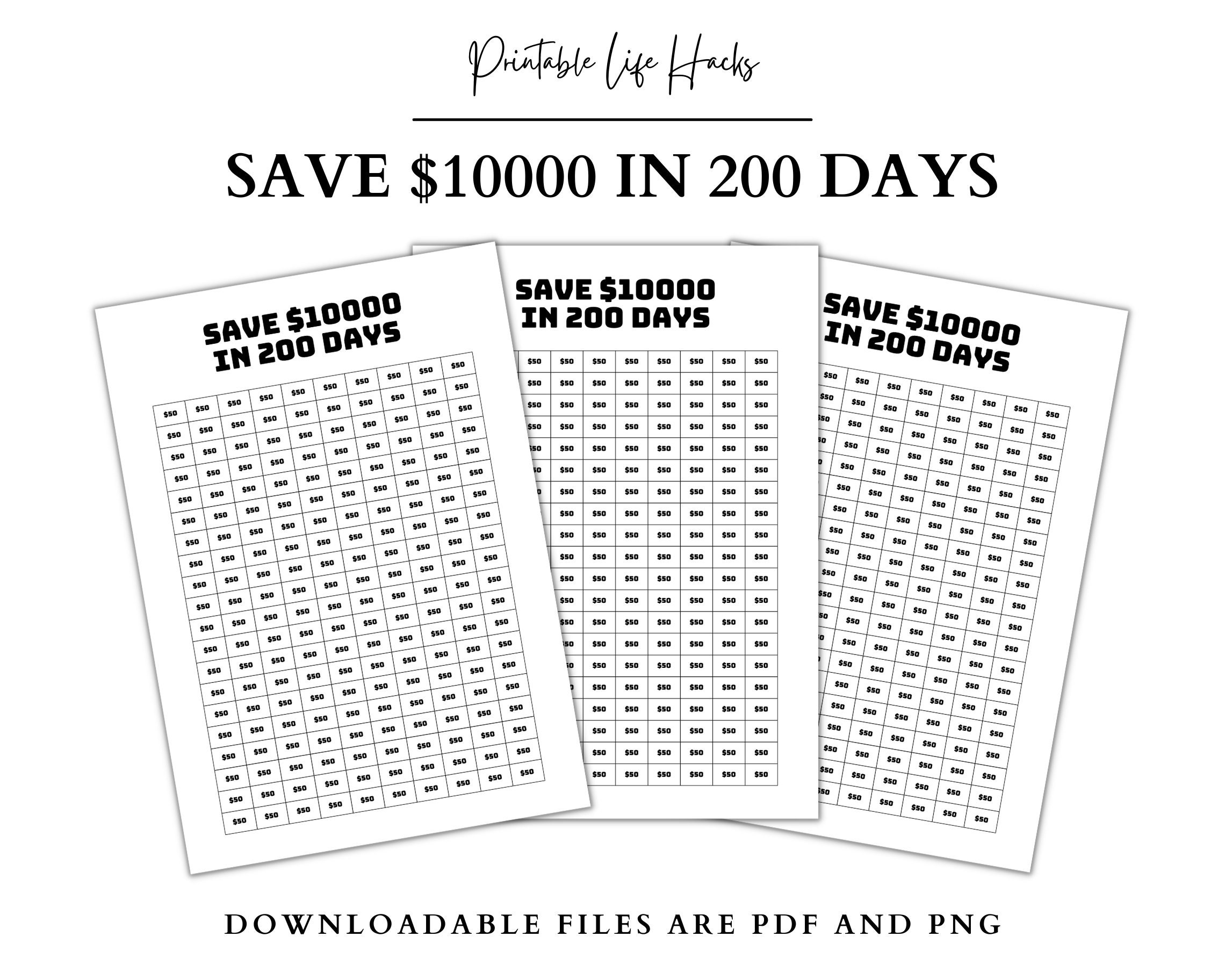 Save 10000 Dollars in 200 Days - Financial Transform | Printable ...