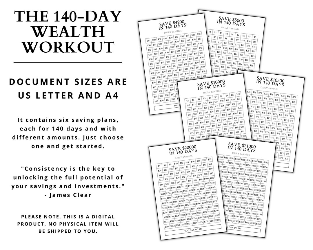 The 140-day Wealth Workout | Printable | Digital Download - Etsy