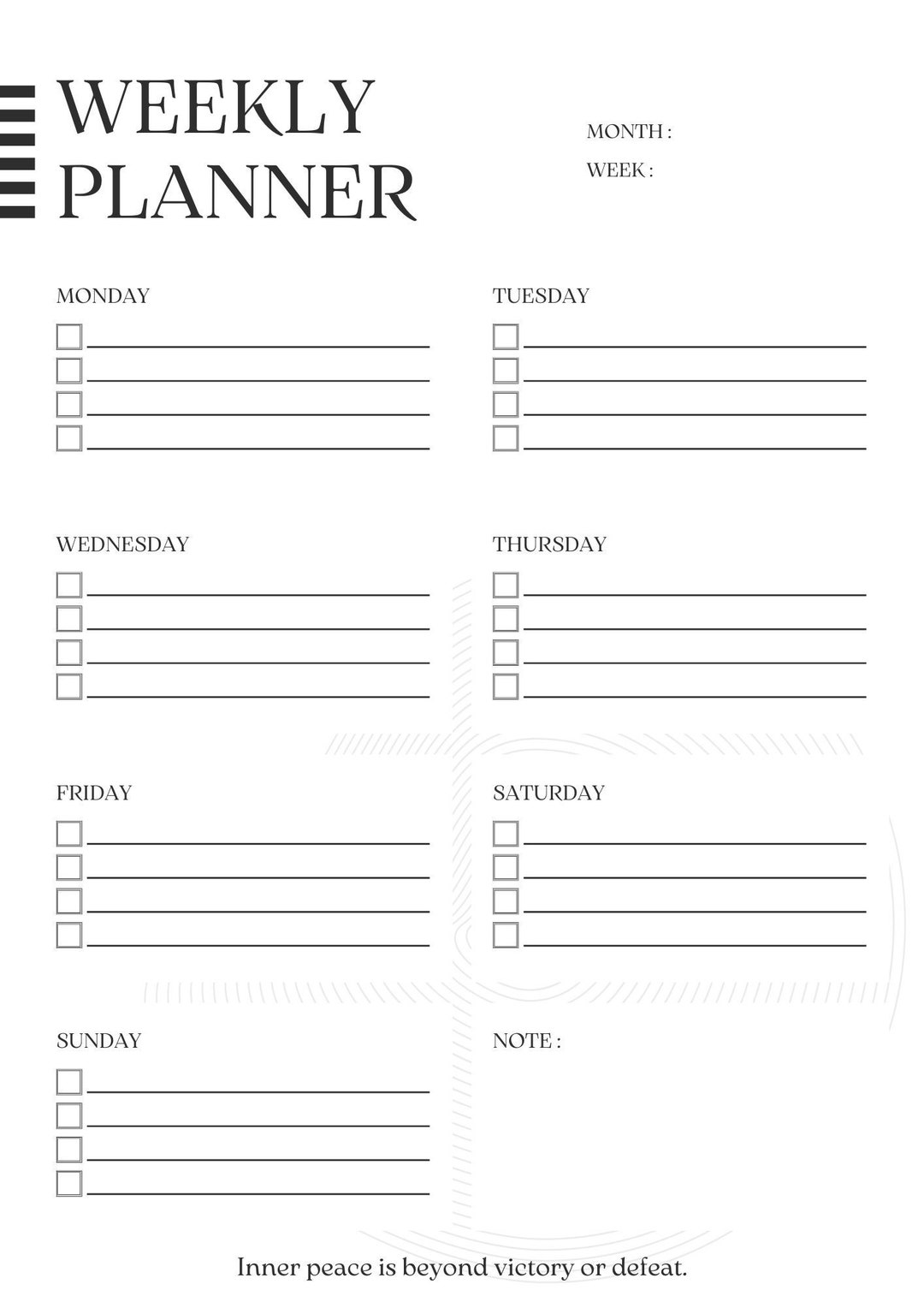 Minimal Line Weekly Planner | Printable | Digital Download - Etsy