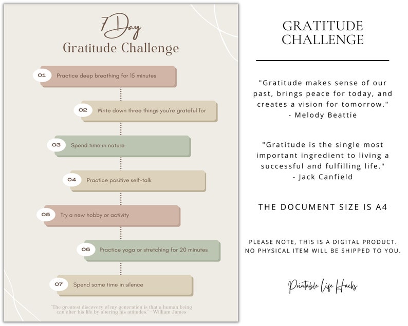 Gratitude Challenge | Printable | Digital Download - Etsy