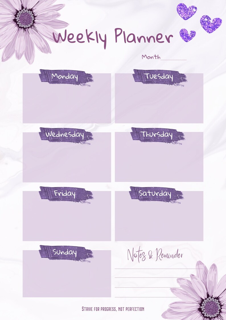 Purple Minimal Floral Illustration Weekly Planner | Printable | Digital ...