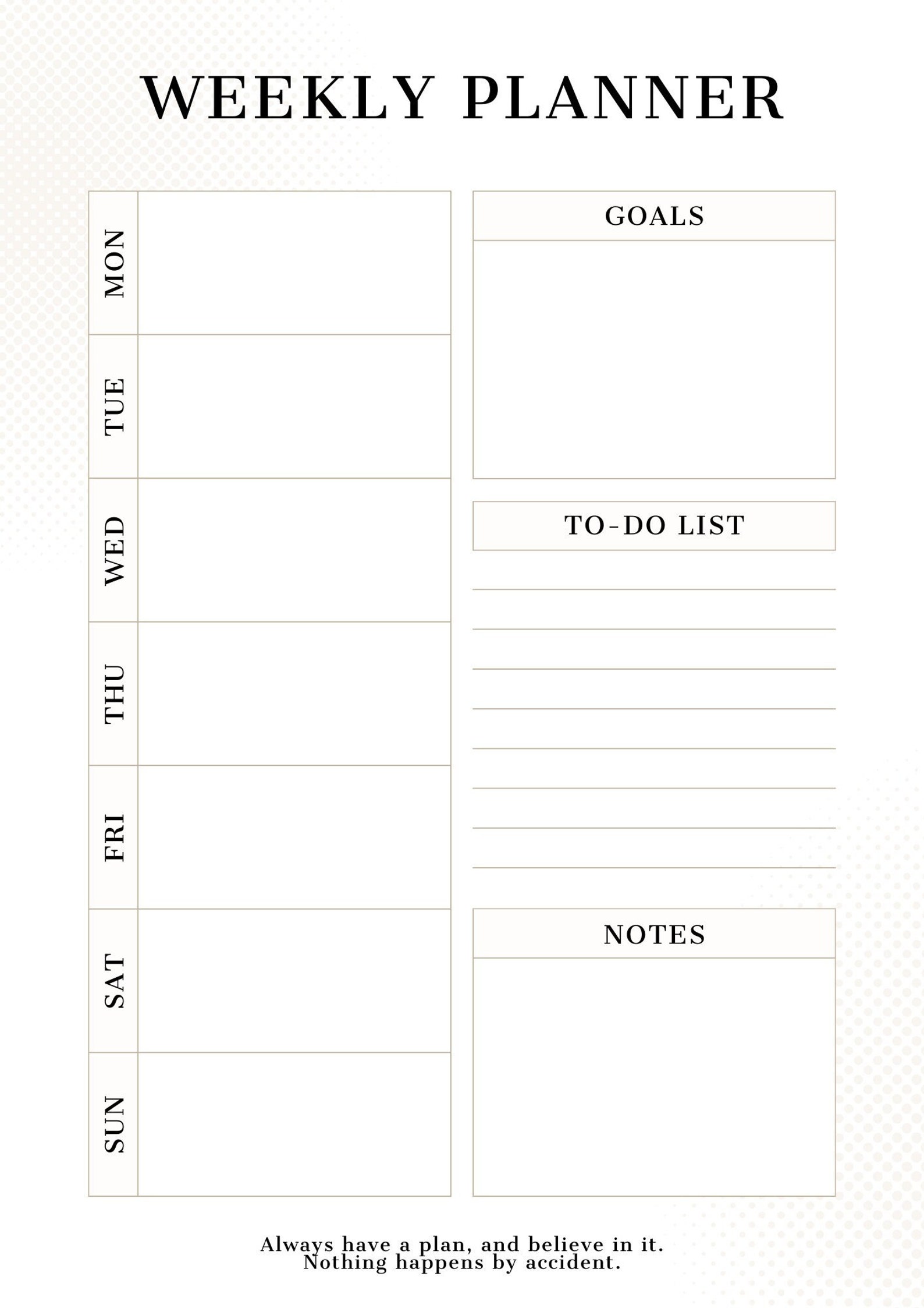 Minimalist White Ivory Weekly Planner | Printable | Digital Download - Etsy