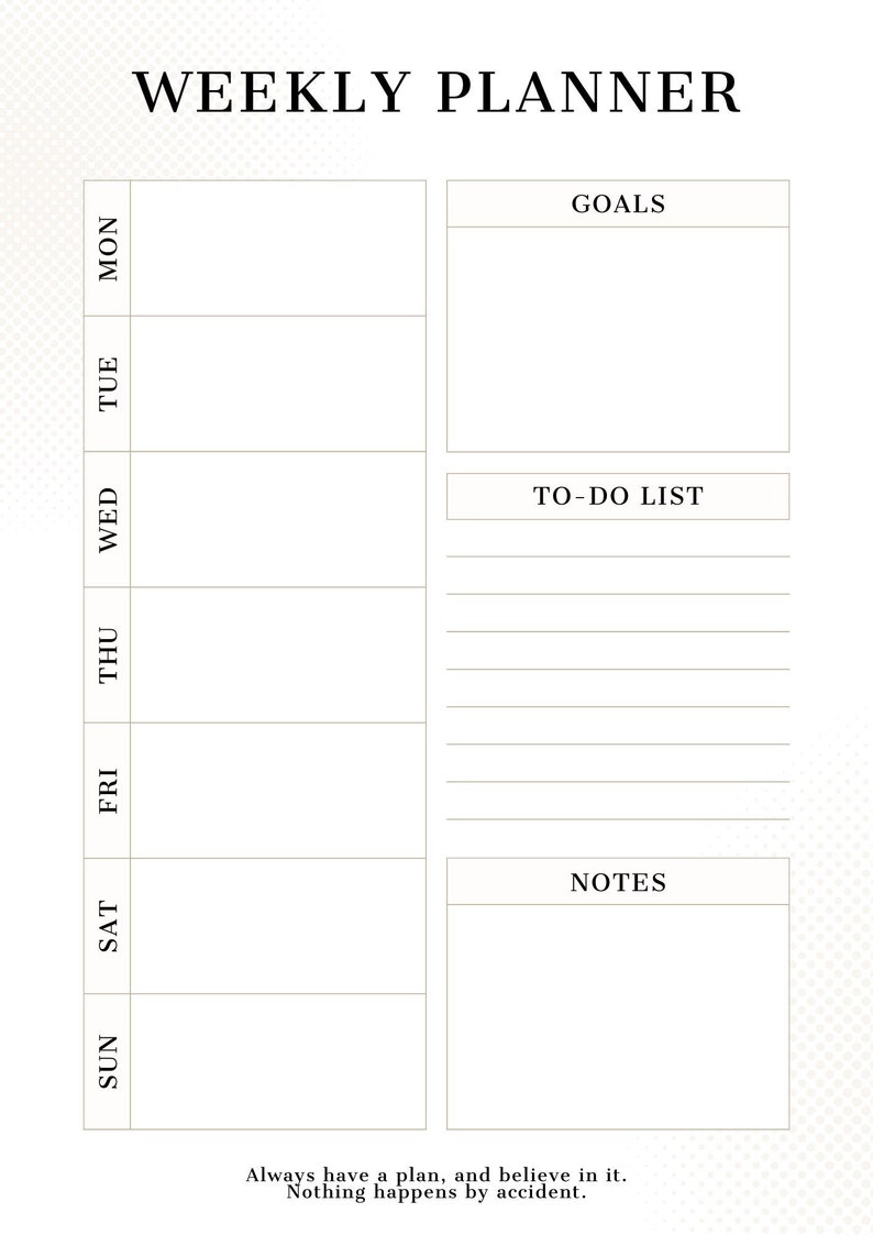 Minimalist White Ivory Weekly Planner | Printable | Digital Download - Etsy