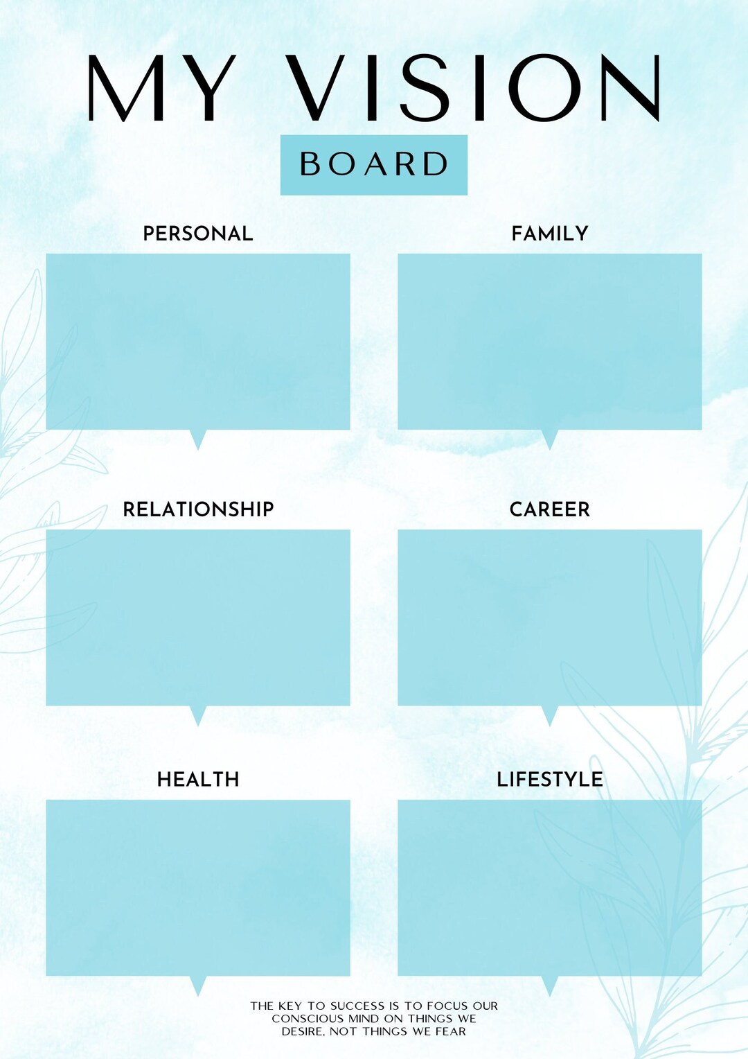 Green Watercolor Vision Board Planner | Printable | Digital Download - Etsy