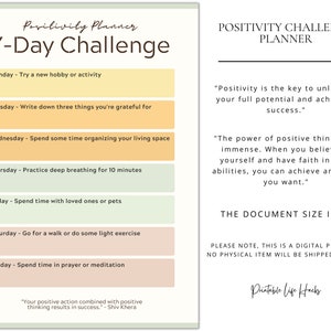 Positivity Challenge Planner | Printable | Digital Download - Etsy