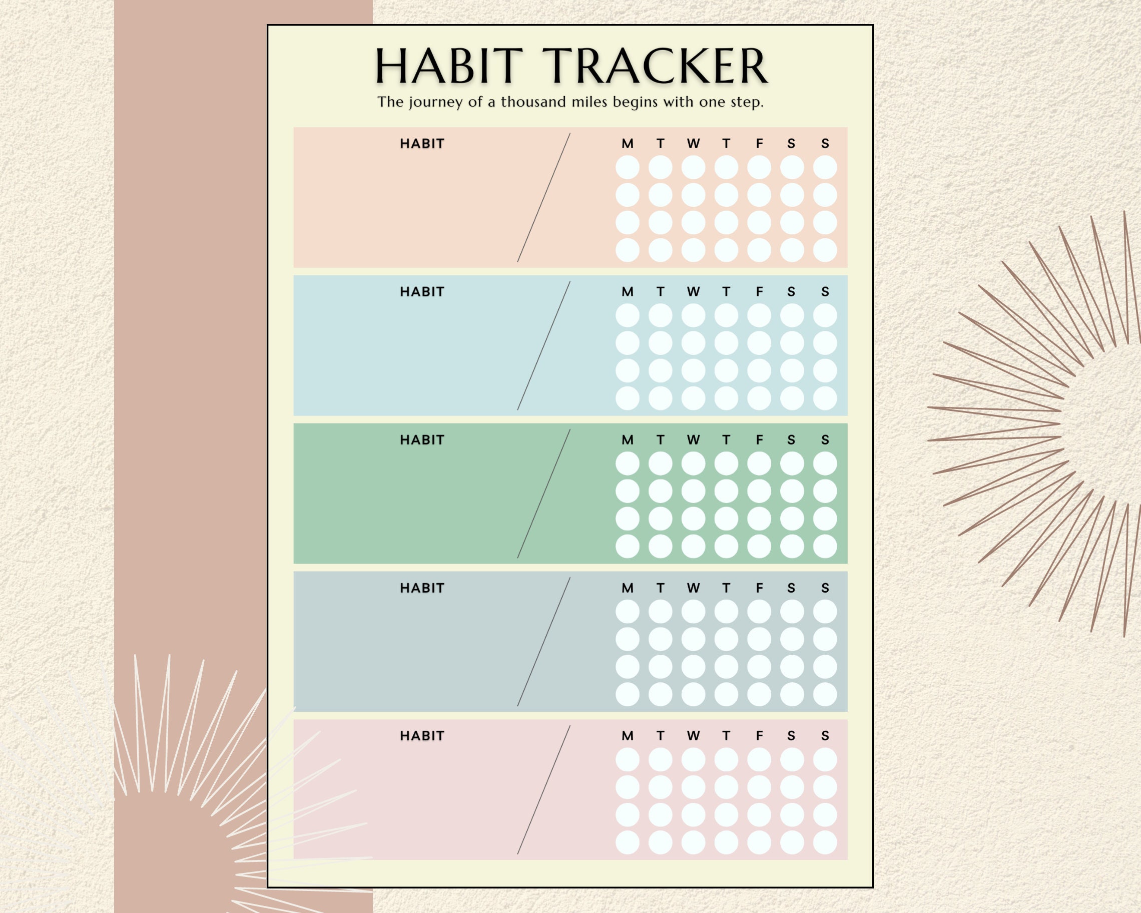 Colorful Habit Tracker Sheet Printable Digital Download - Etsy