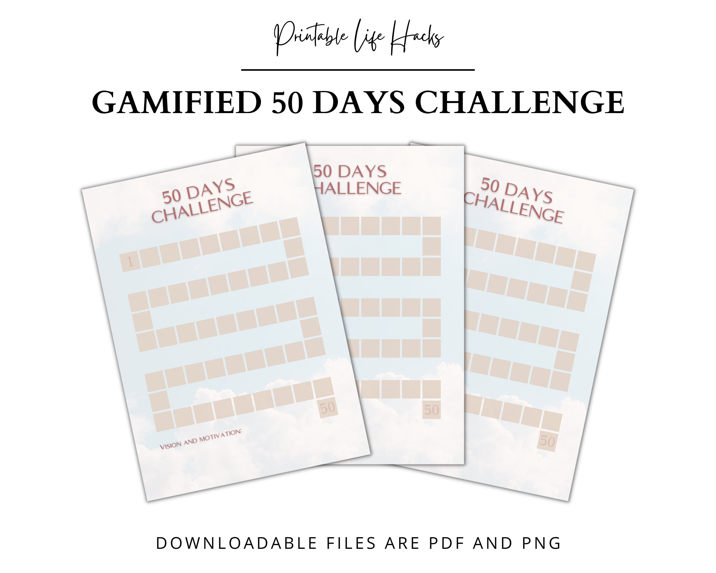 Gamified Journey to Success 50 Days Challenge | Printable | Digital ...