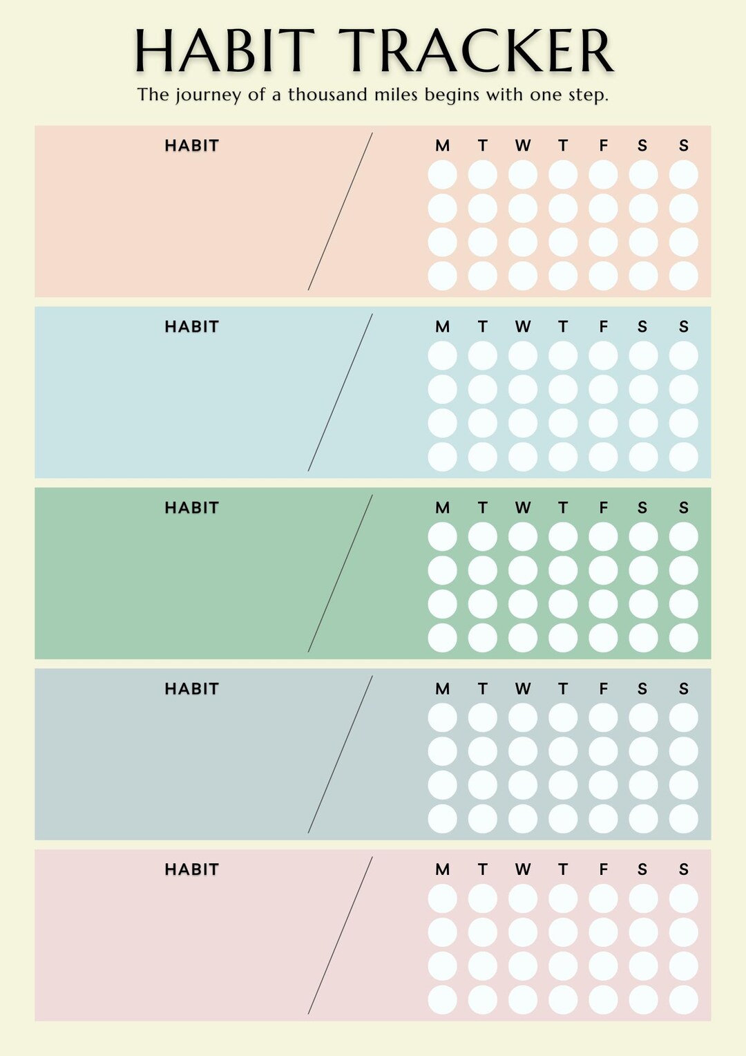 Colorful Habit Tracker Sheet | Printable | Digital Download - Etsy