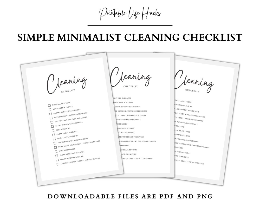 Clean Sweep Guide - White Simple Minimalist Cleaning Checklist ...