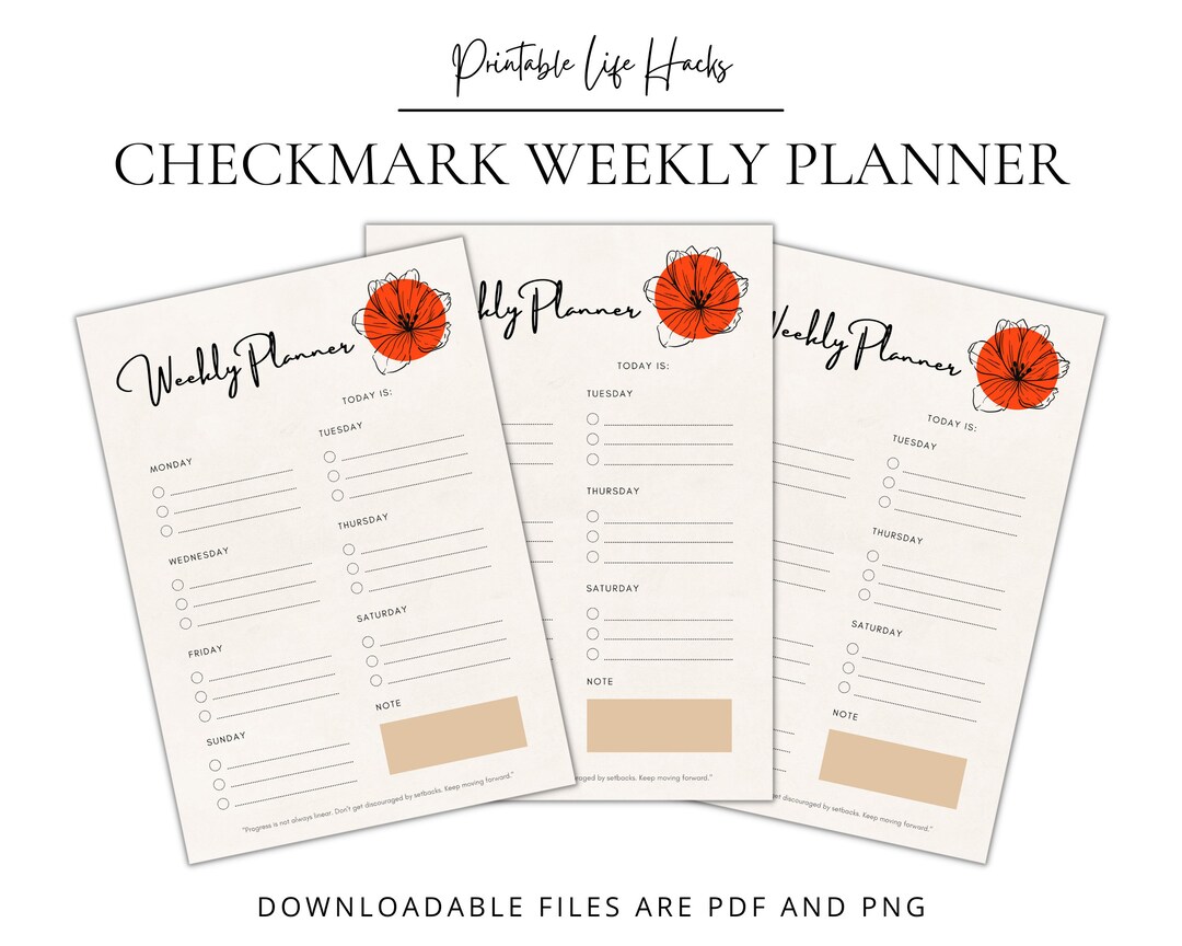 Simple Flower Weekly Planner | Printable | Digital Download - Etsy