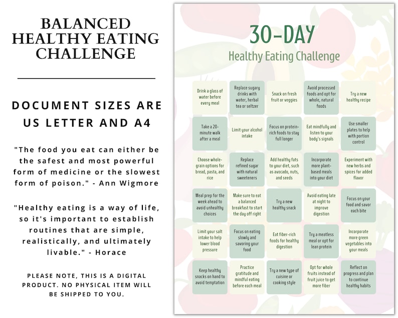 Balanced Eating Transformation 30-day Healthy Eating - Etsy