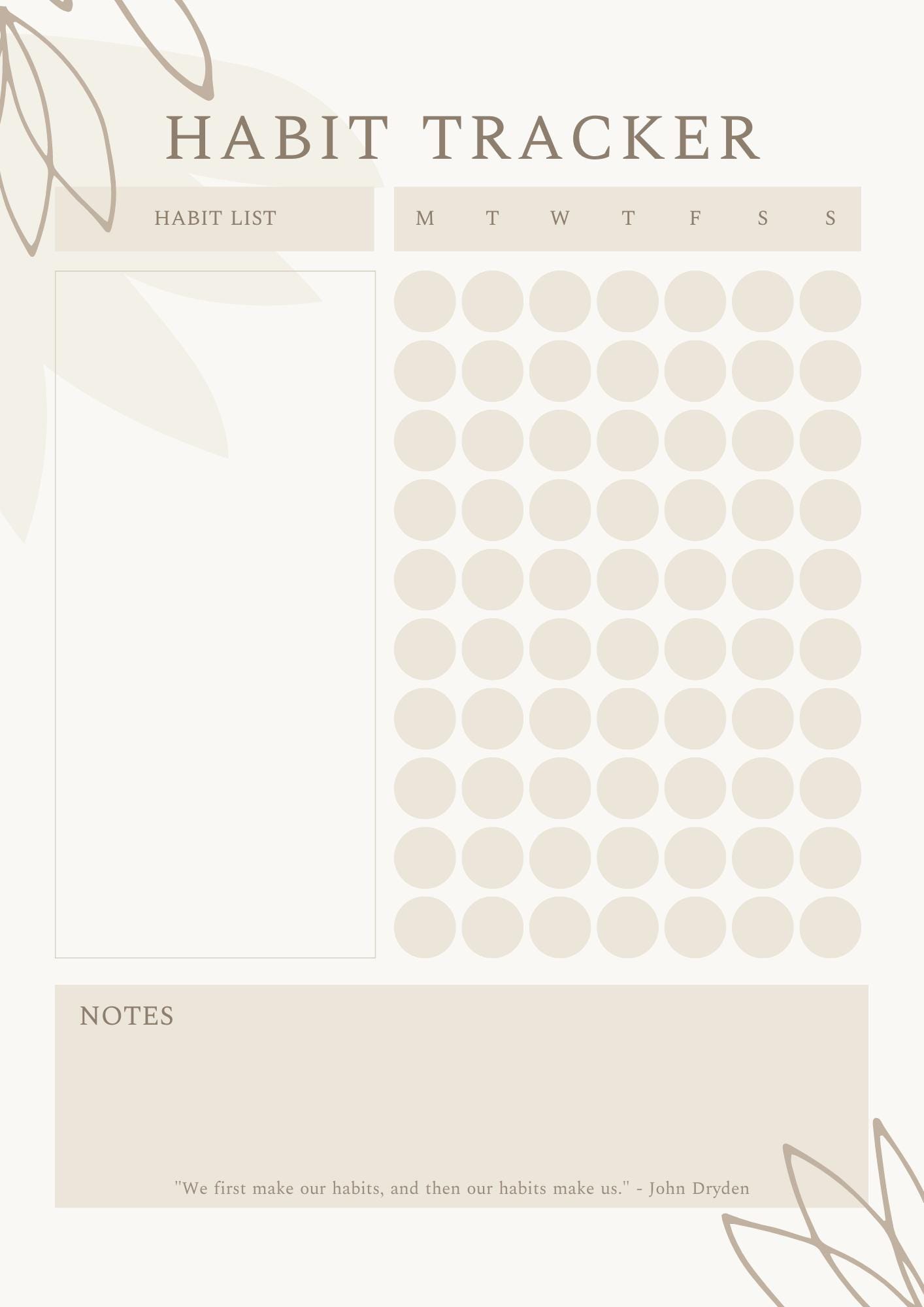 Beige Shapes Habit Tracker | Printable | Digital Download - Etsy