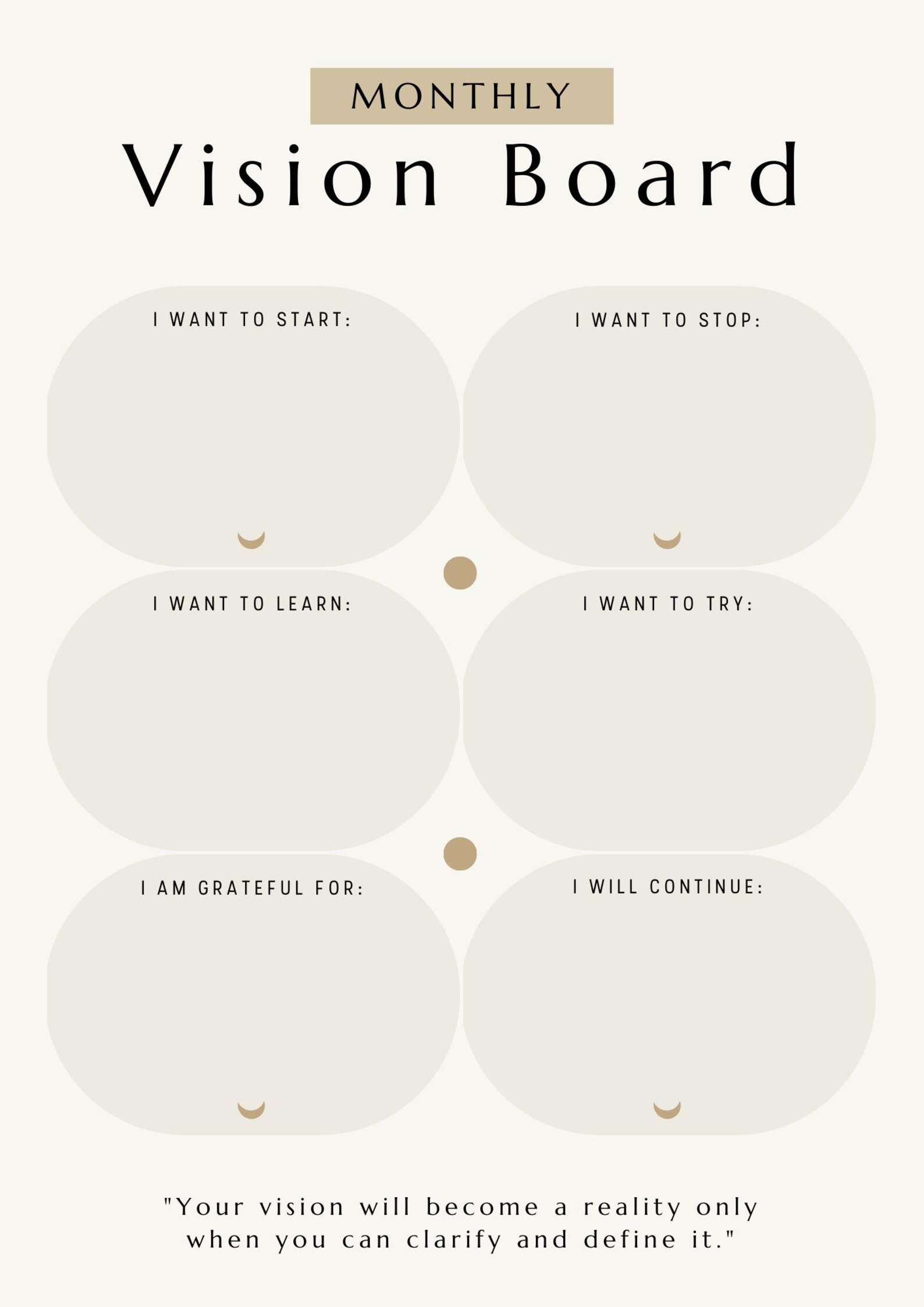 Minimalist Monthly Vision Board Planner, Focus Journal, Life Planner ...