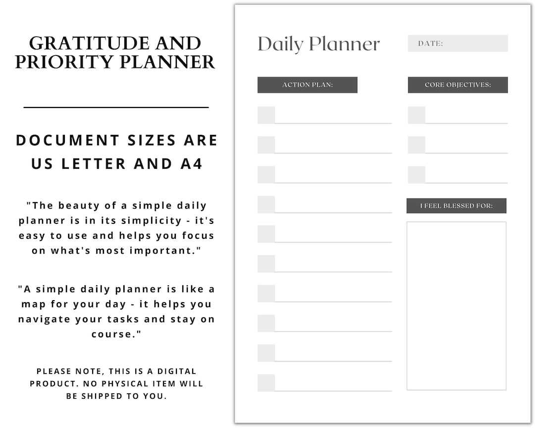 Gratitude and Priority Planner - Daily Planner | Printable | Digital ...