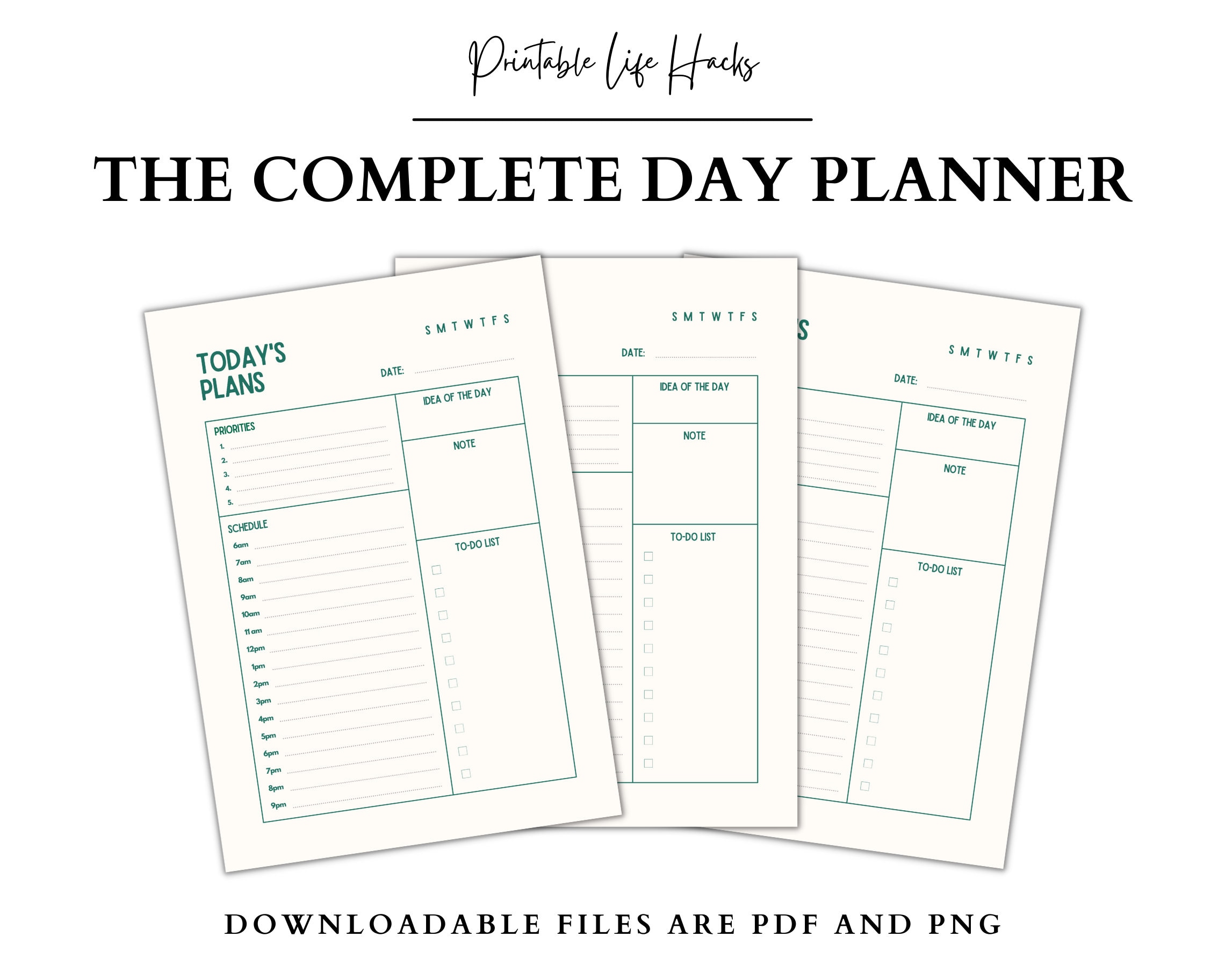 The Complete Day Planner Today's Plans Printable Digital Download - Etsy