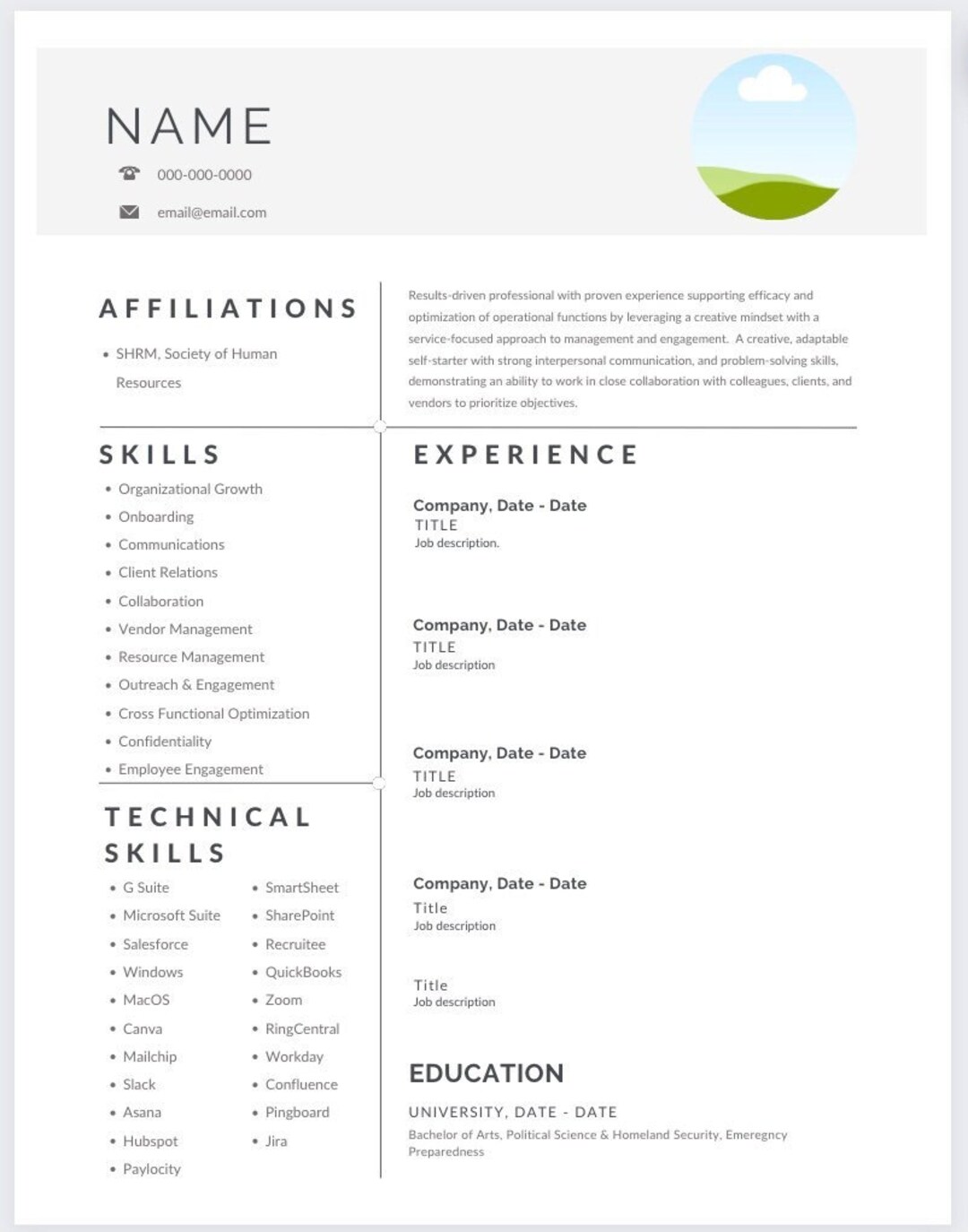 Sleek and Simple Resume Template - Etsy