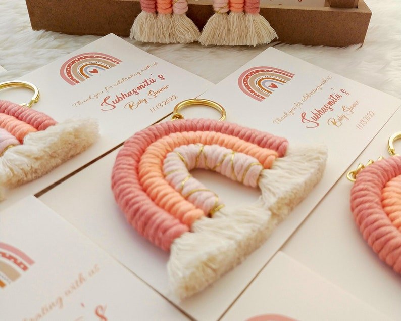 Macrame Rainbow Keychain, Newborn Favors for Guest, Baby Shower Gift ...