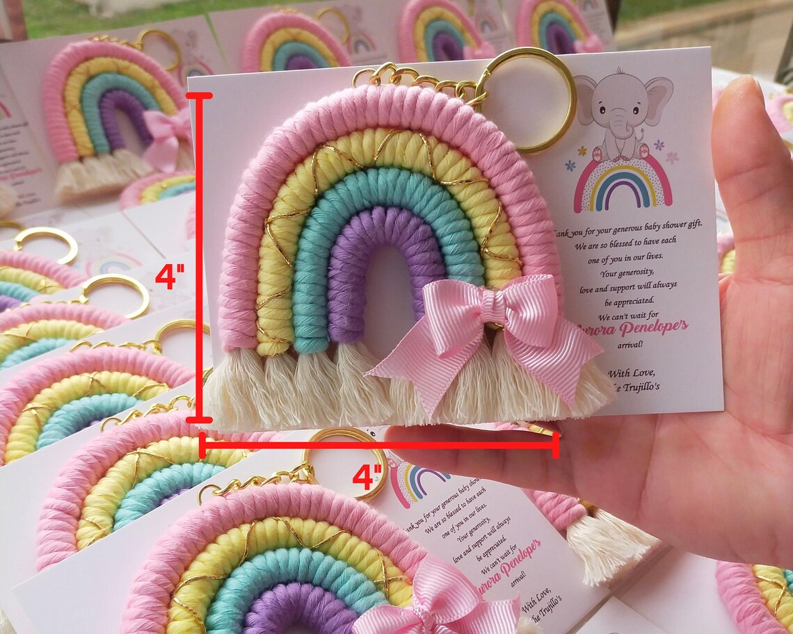 Rainbow Macrame Keychain Baby Shower Favors for Guest - Etsy