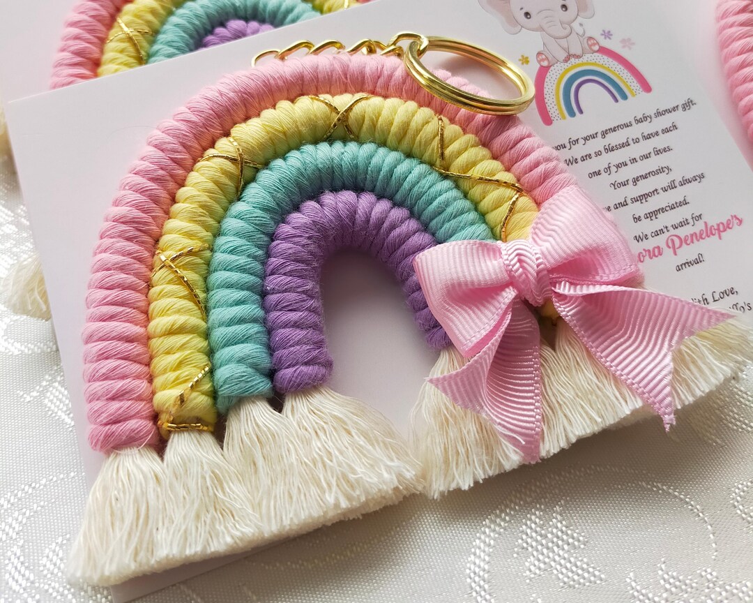 Rainbow Macrame Keychain, Baby Shower Favors for Guest, Newborn Baby ...
