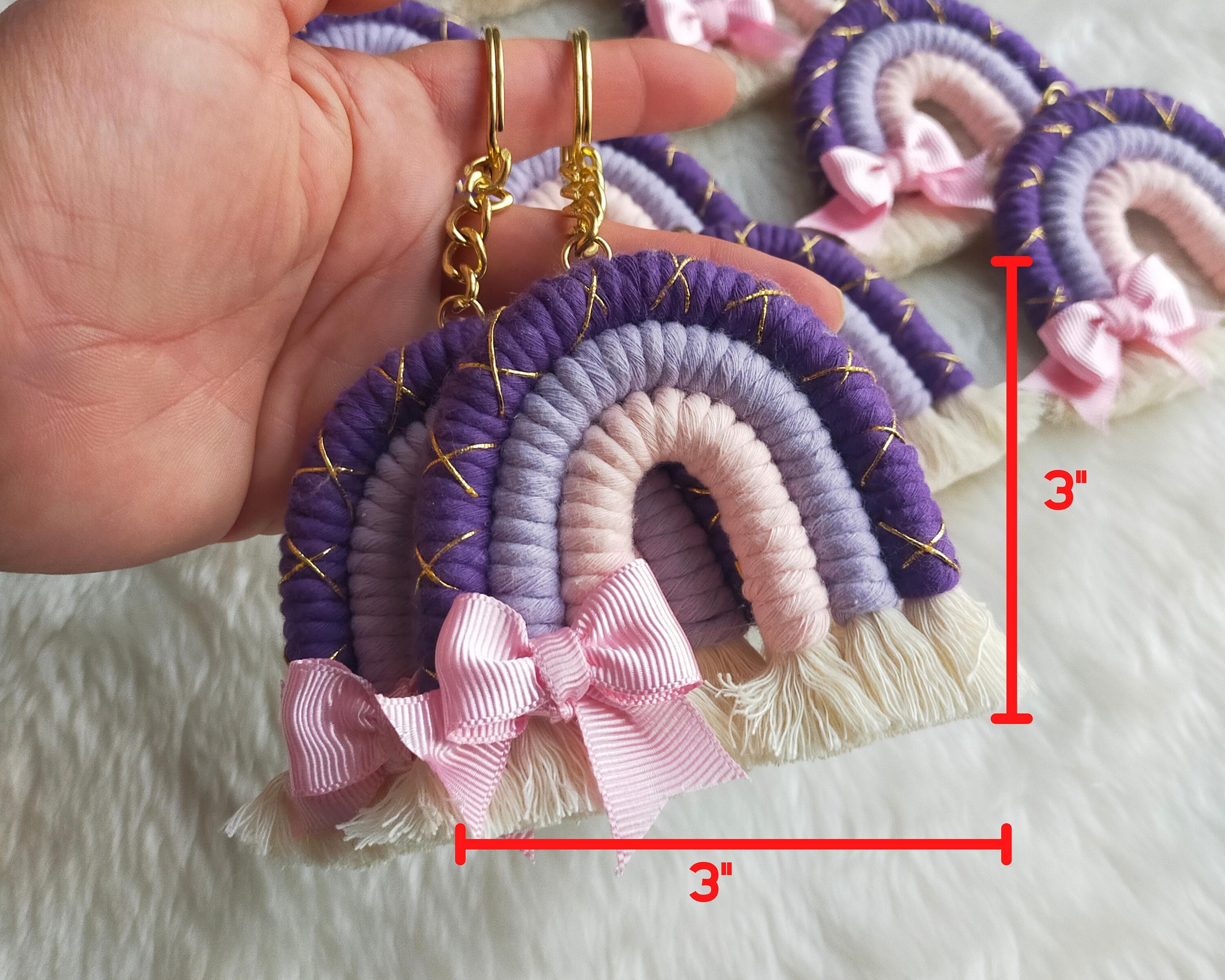 Rainbow Macrame Keychain Baby Shower Favors for Guest - Etsy