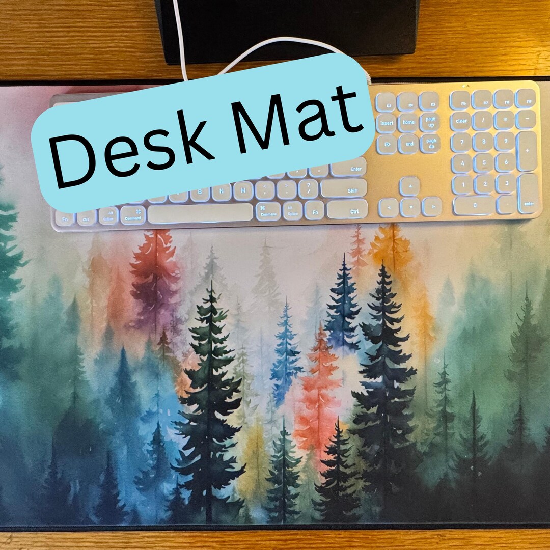Desk Mat - Autumn Misty Forest, Office Desk Pad, Forest Mouse Pad ...