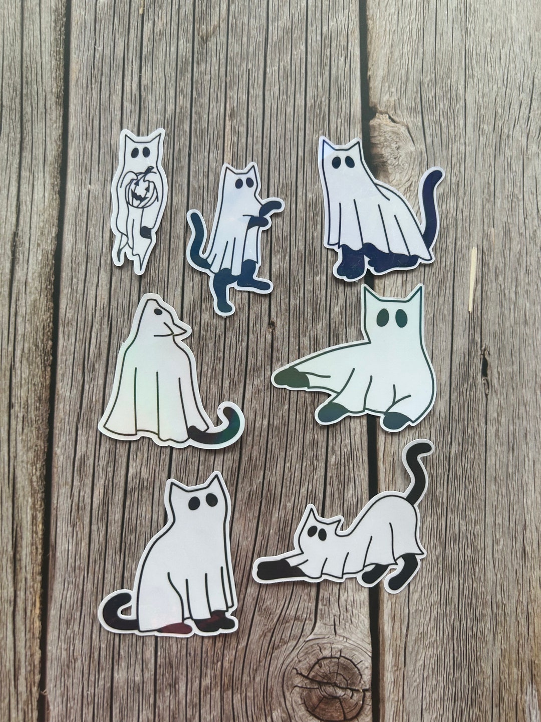 Cute Cat Stickers, Cat Sticker Pack, Cute Cat Spooky Sticker Pack ...
