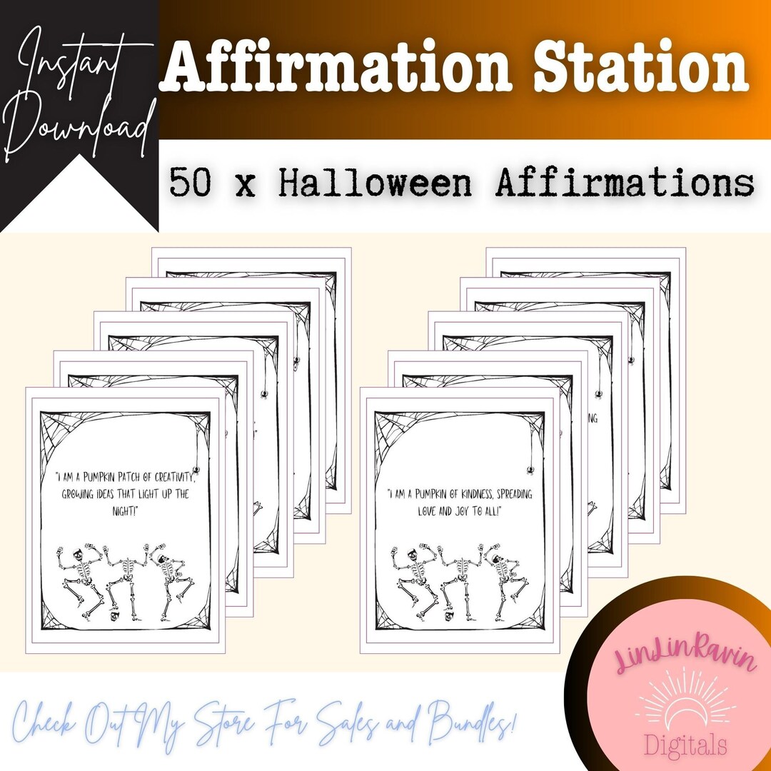 Halloween Children's Affirmation Cards for Positive - Etsy