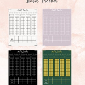 Monthly Habit Tracker, Printable, Digital, Target Goals, Minimalistic ...