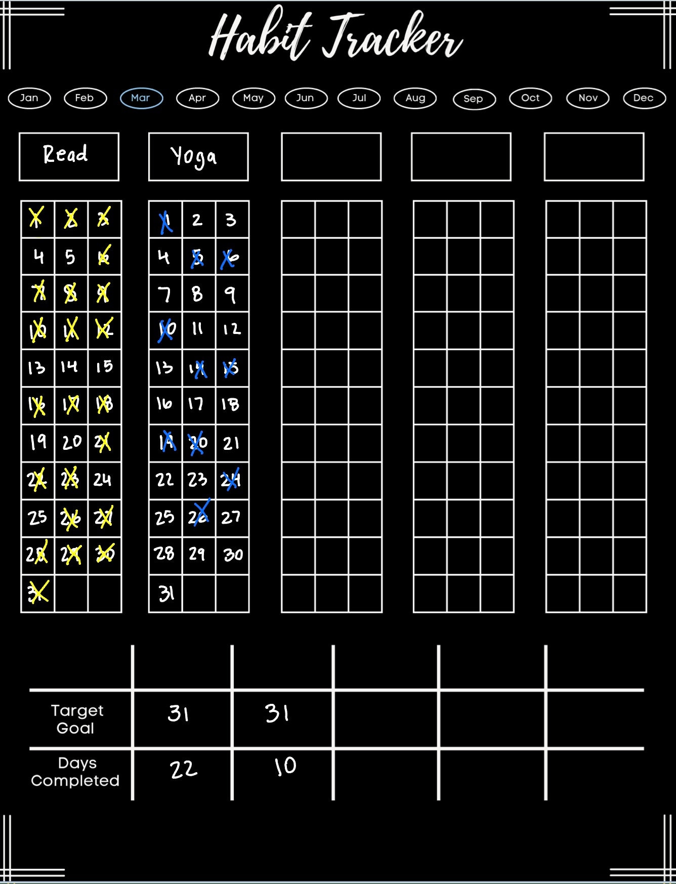 Monthly Habit Tracker, Printable, Digital, Target Goals, Minimalistic ...