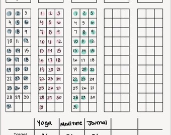 Monthly Habit Tracker, Printable, Digital, Target Goals, Minimalistic ...