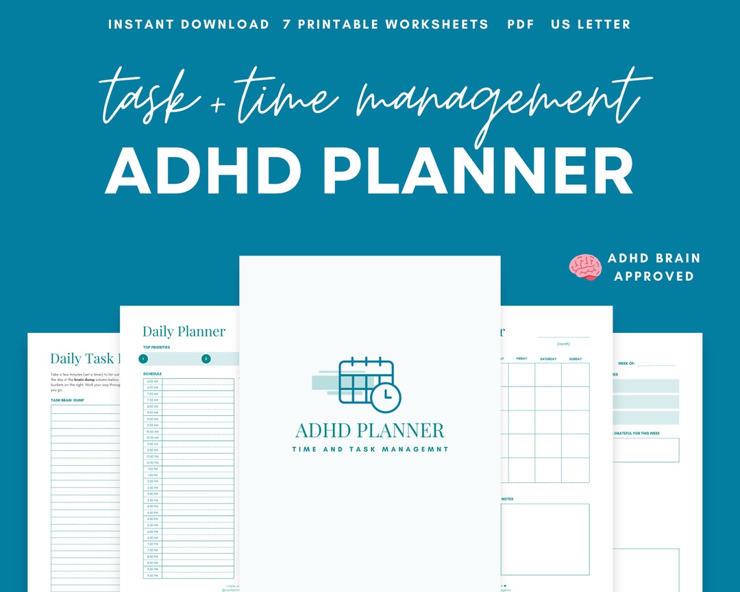 ADHD Planner, Digital Planner, ADHD Printable, Daily Planner, Weekly ...