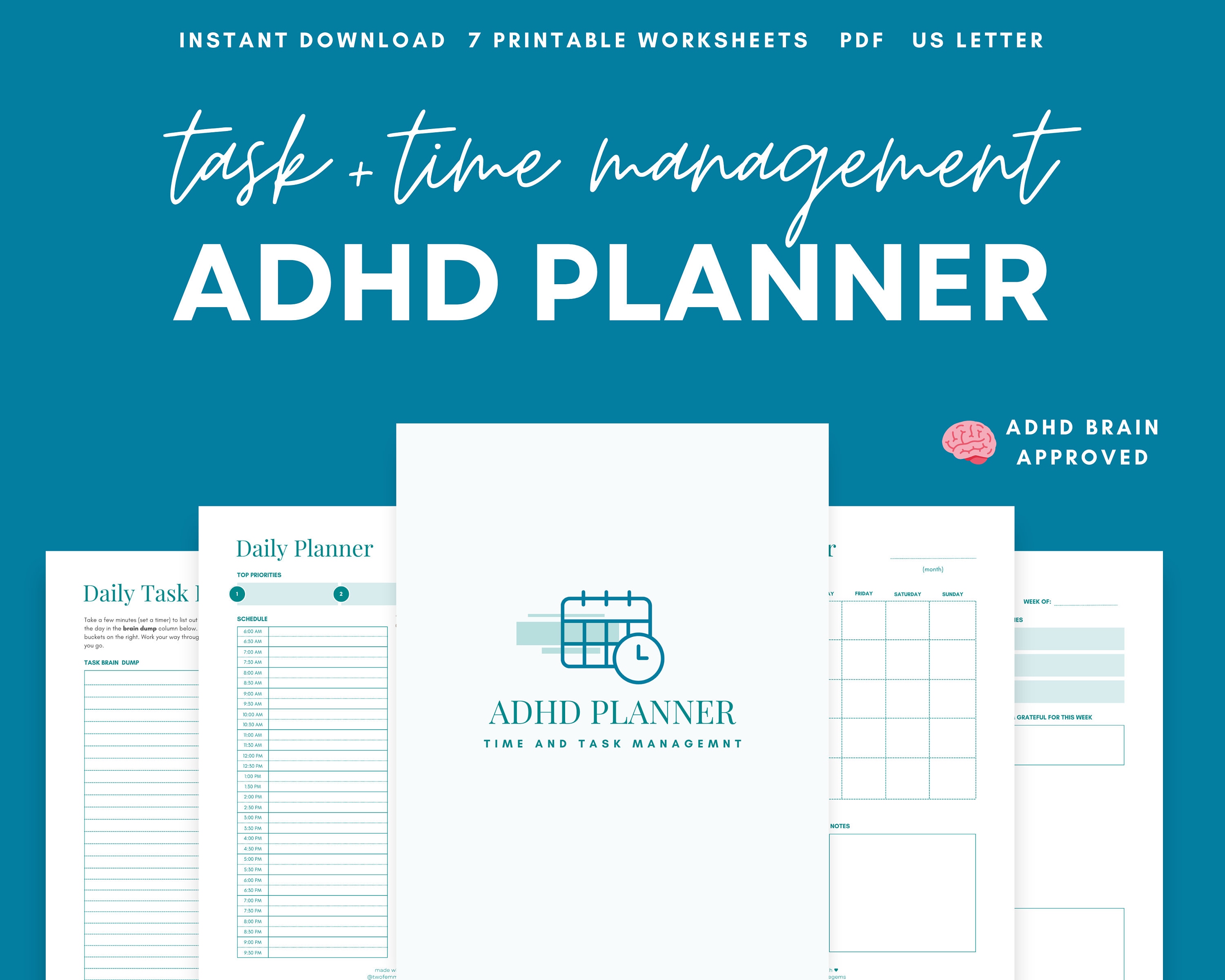 ADHD Planner, Digital Planner, ADHD Printable, Daily Planner, Weekly ...