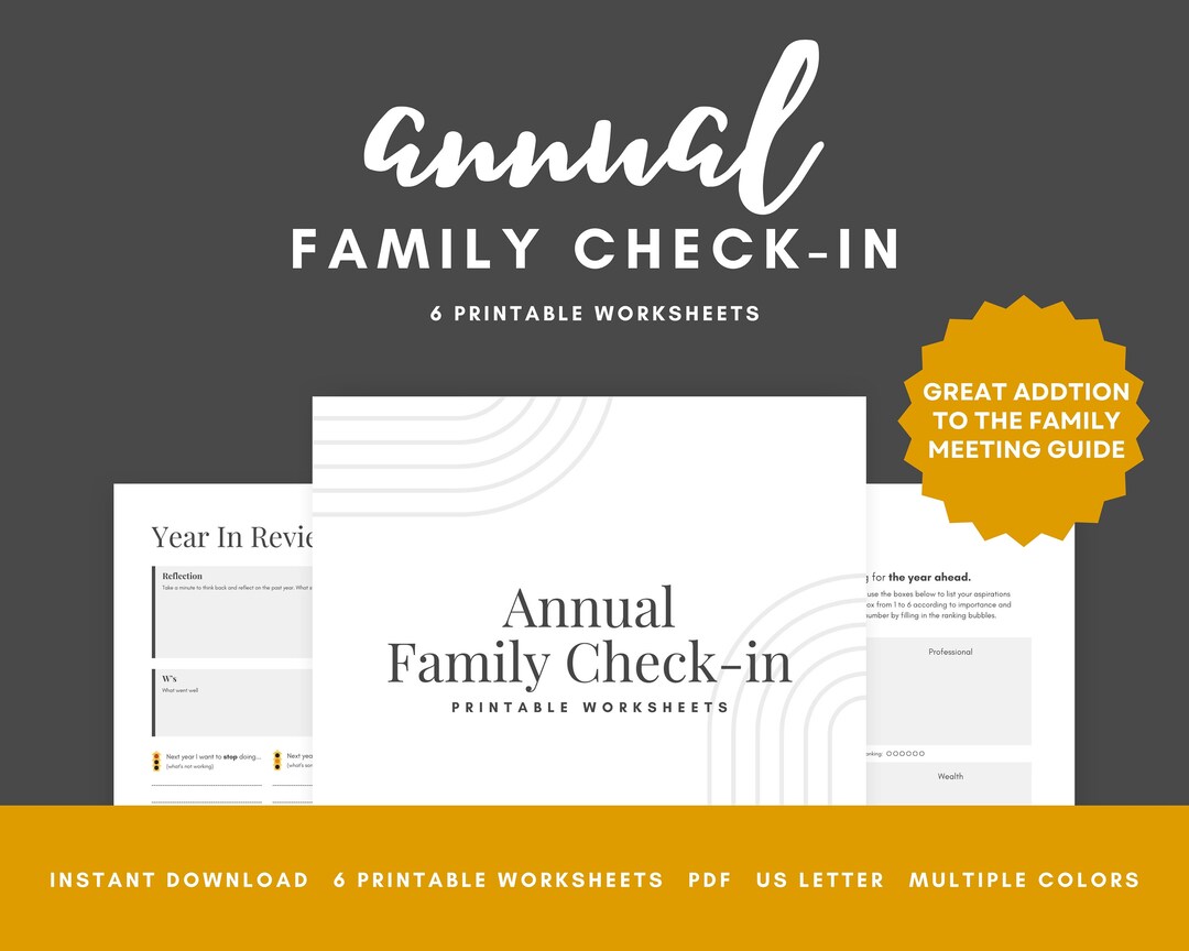 Annual Family Check-in Guide, Printable, Family Meeting, Home Planner ...