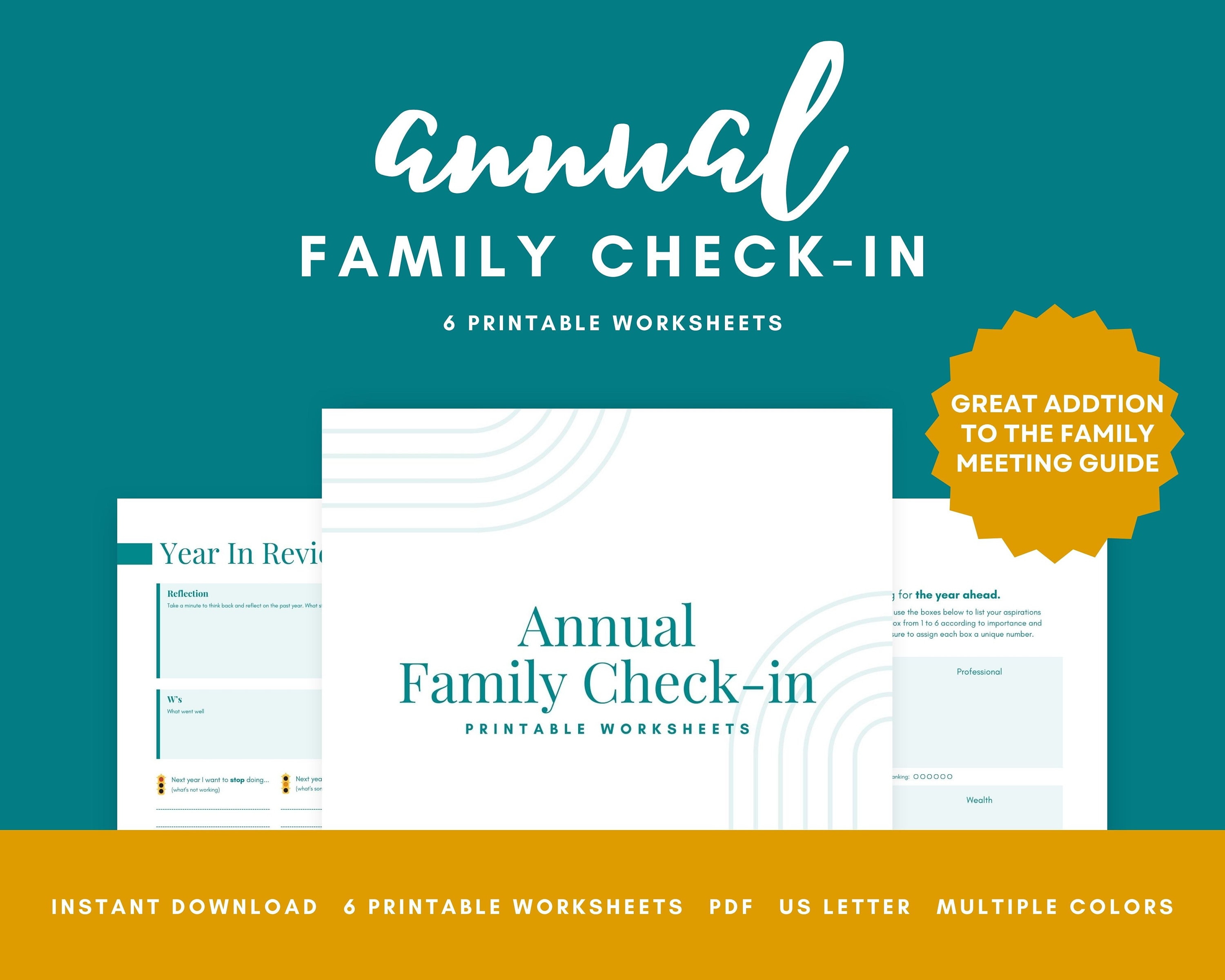 Annual Family Check-in, Home Planner, Family Meeting Printable, Home ...
