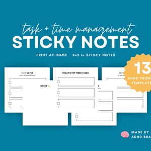 ADHD Planner, Sticky Note Printable, Daily Planner, Weekly Planner ...