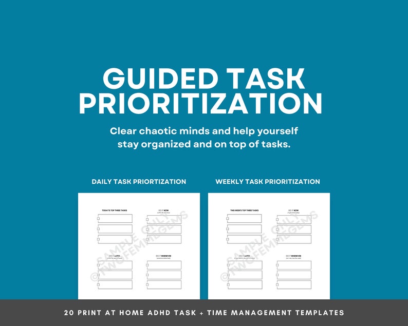 ADHD Planner, Sticky Note Printable, Daily Planner, Weekly Planner ...