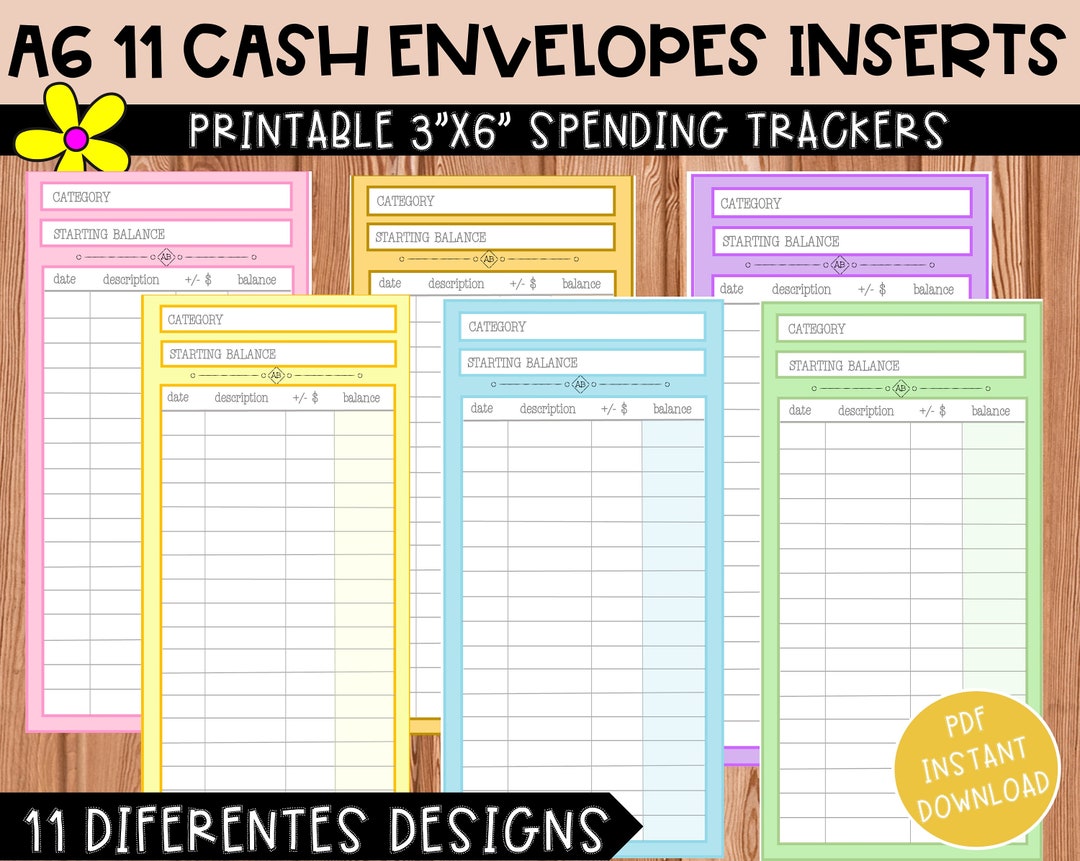 Printable Cash Envelopes Inserts | Budgeting Inserts | Cash Spending ...