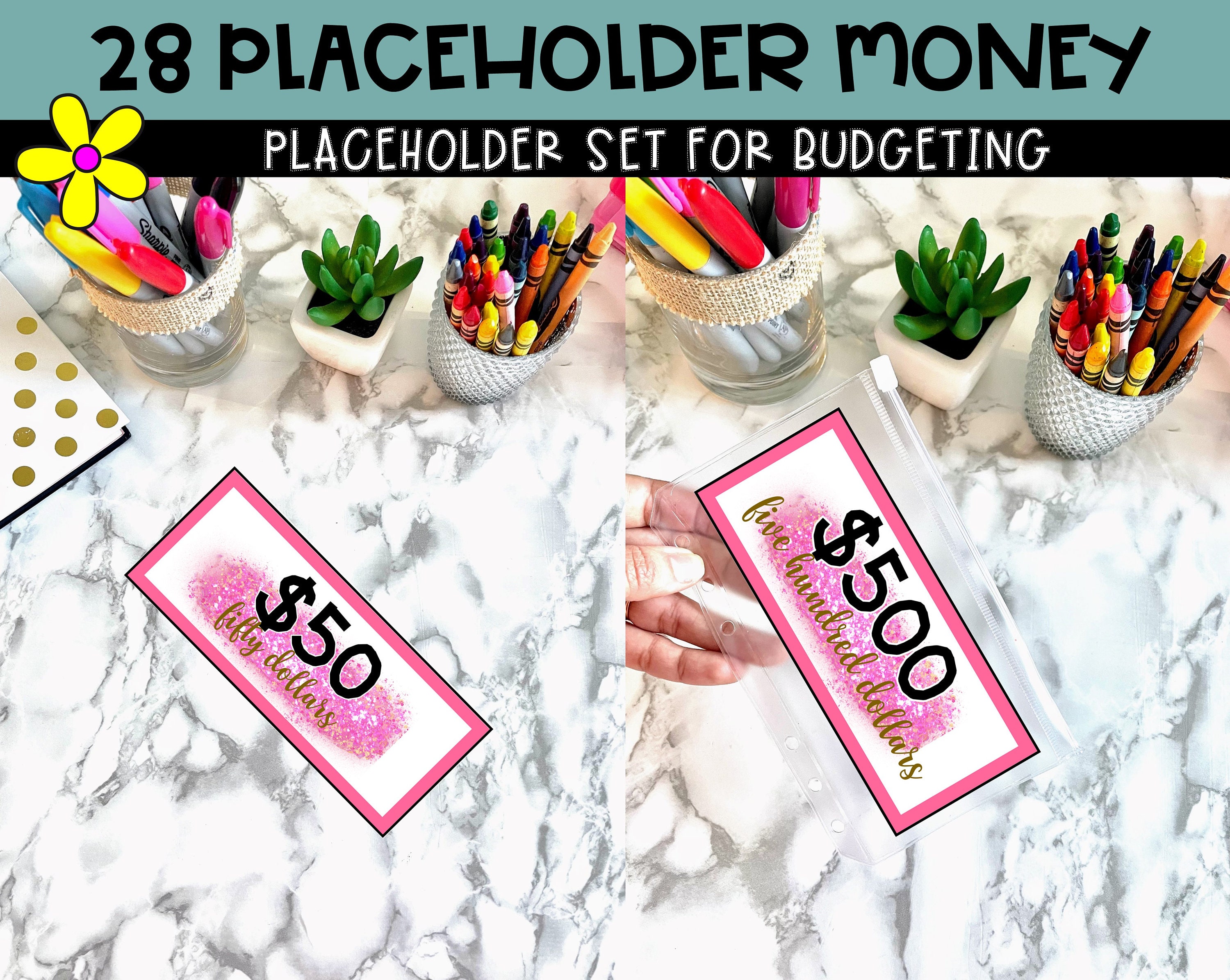 Printable Placeholder Money Bundle for Cash Envelopes A6 Budget Binders ...