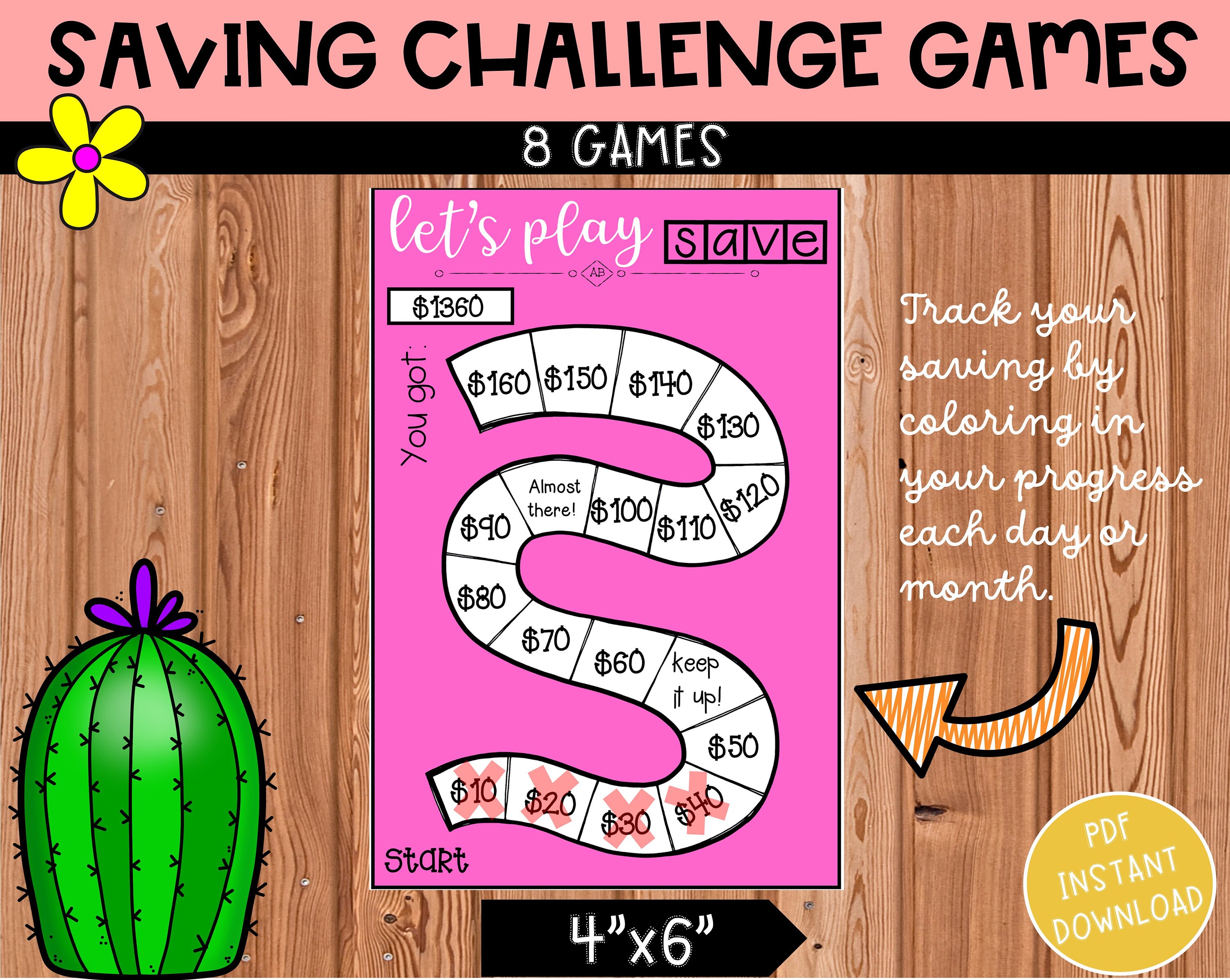 Printable | Saving Challenge Games | Saving Money | Cash Stuffing ...