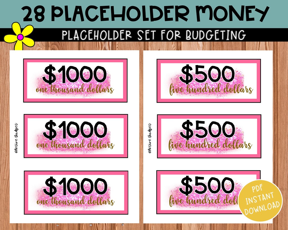 Printable Placeholder Money Bundle for Cash Envelopes A6 Budget Binders ...