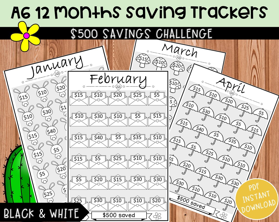 A6 Saving Challenge Printable Trackers | Monthly Money Saving | Cash ...