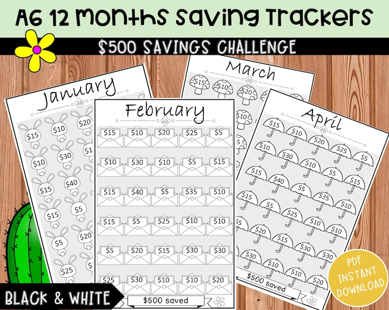 A6 Saving Challenge Printable Trackers | Monthly Money Saving | Cash ...
