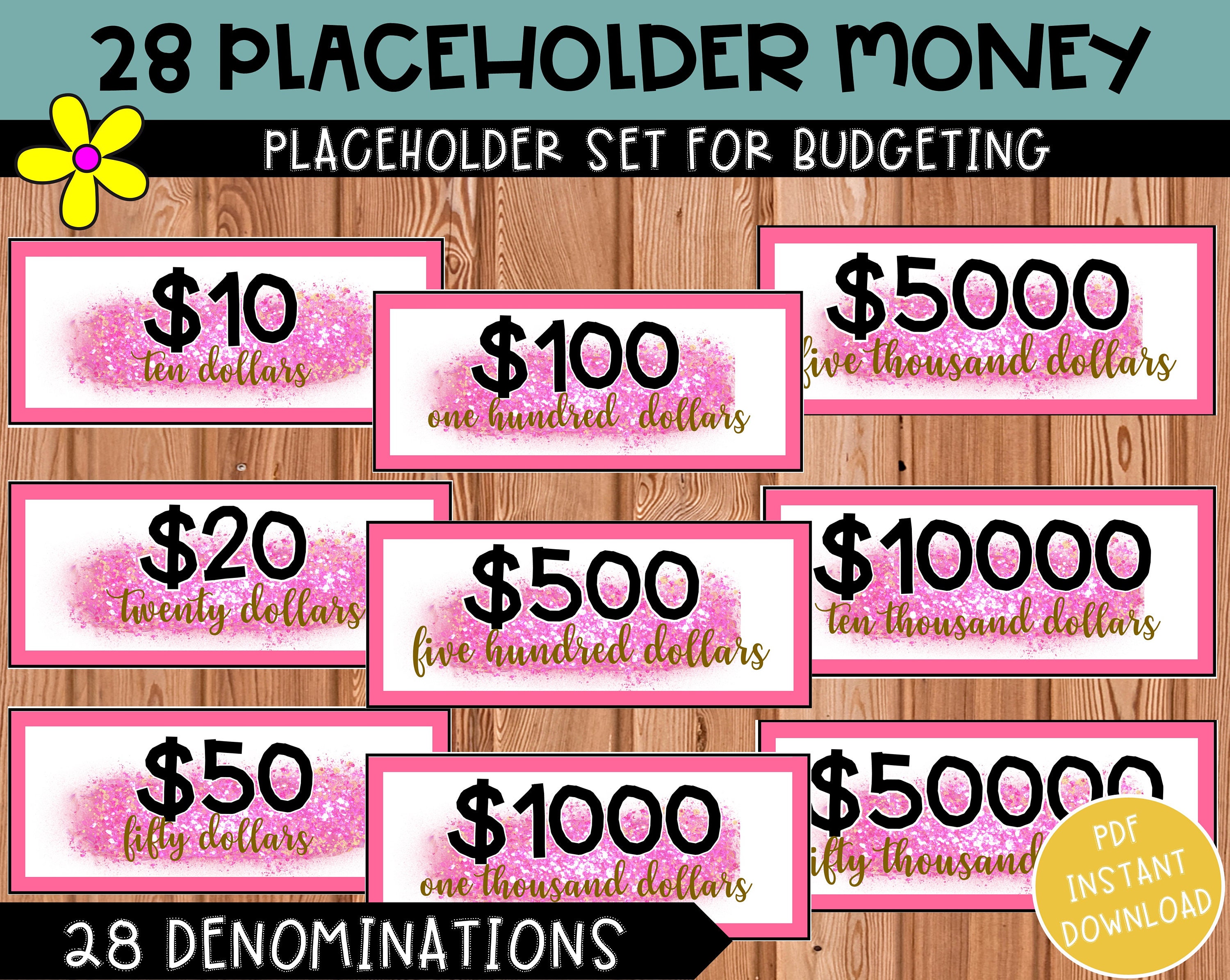 Printable Placeholder Money Bundle for Cash Envelopes A6 Budget Binders ...