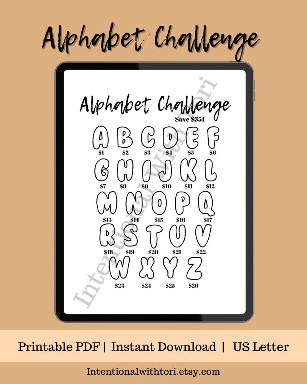 Alphabet Challenge - Money Saving Challenge| Digital PDF| Instant ...