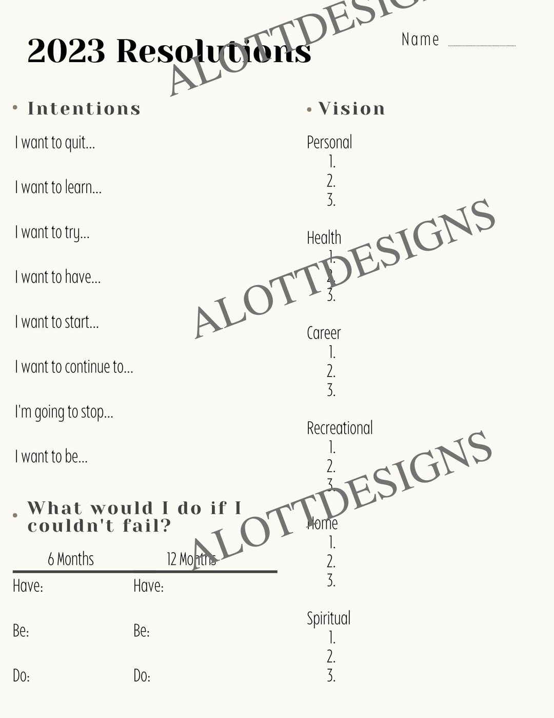 Downloadable 2023 New Year's Resolution Tracker 2023 Goal Setting - Etsy