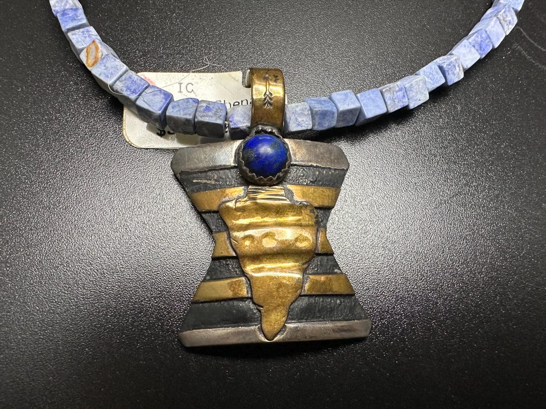 Shenan Begay "sb Sterling Goldcraft" Marked Arrowhead Pendant With Blue Stone Chain - Etsy